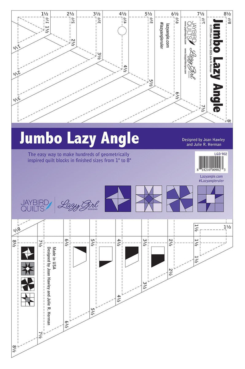 Lazy Girl Designs - Jumbo Lazy Angle Ruler – Artistic Quilts with Colors Inc.