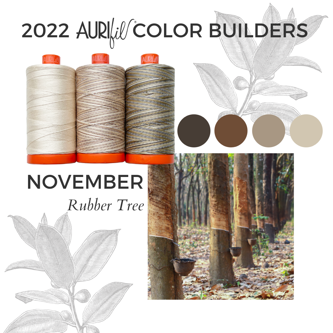 AURIFIL - Thread Color Builder FLORA: November - Hevea Brasiliensis, R ...