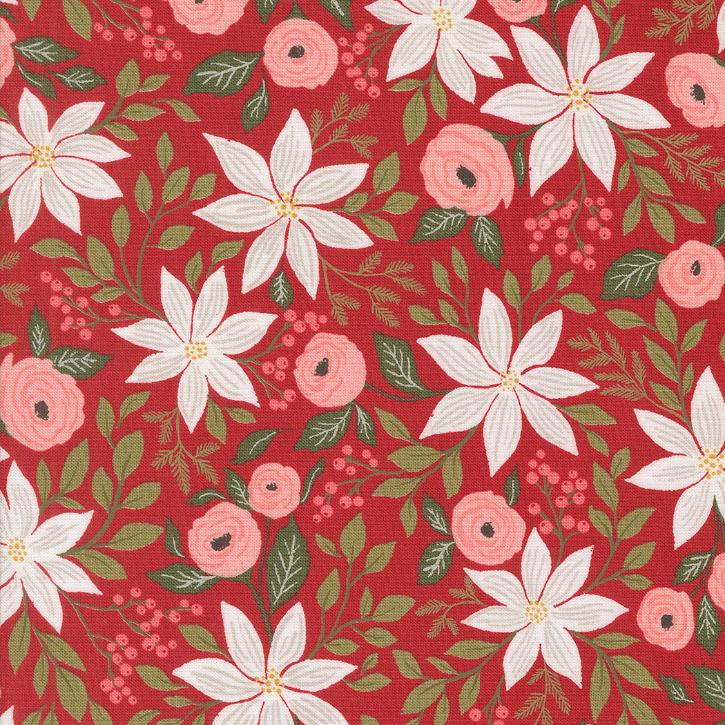 LELLA BOUTIQUE - Berry & Pine - Poinsettia Party Florals, Cranberry ...