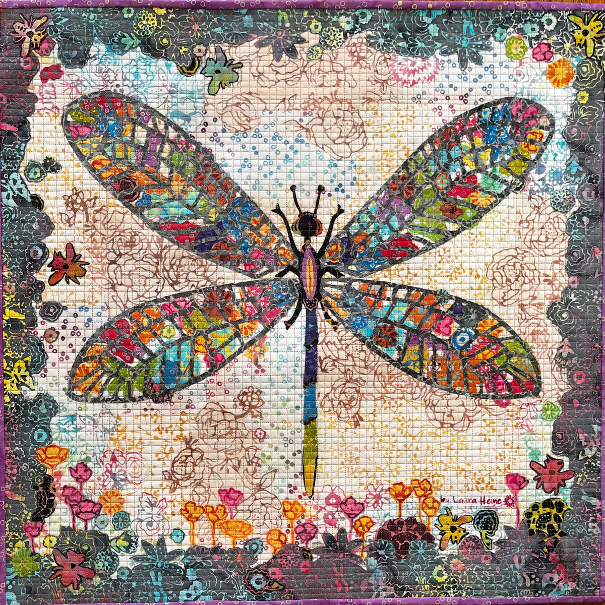 LAURA HEINE - Dragonfly Collage Pattern – Artistic Quilts with Colors Inc.
