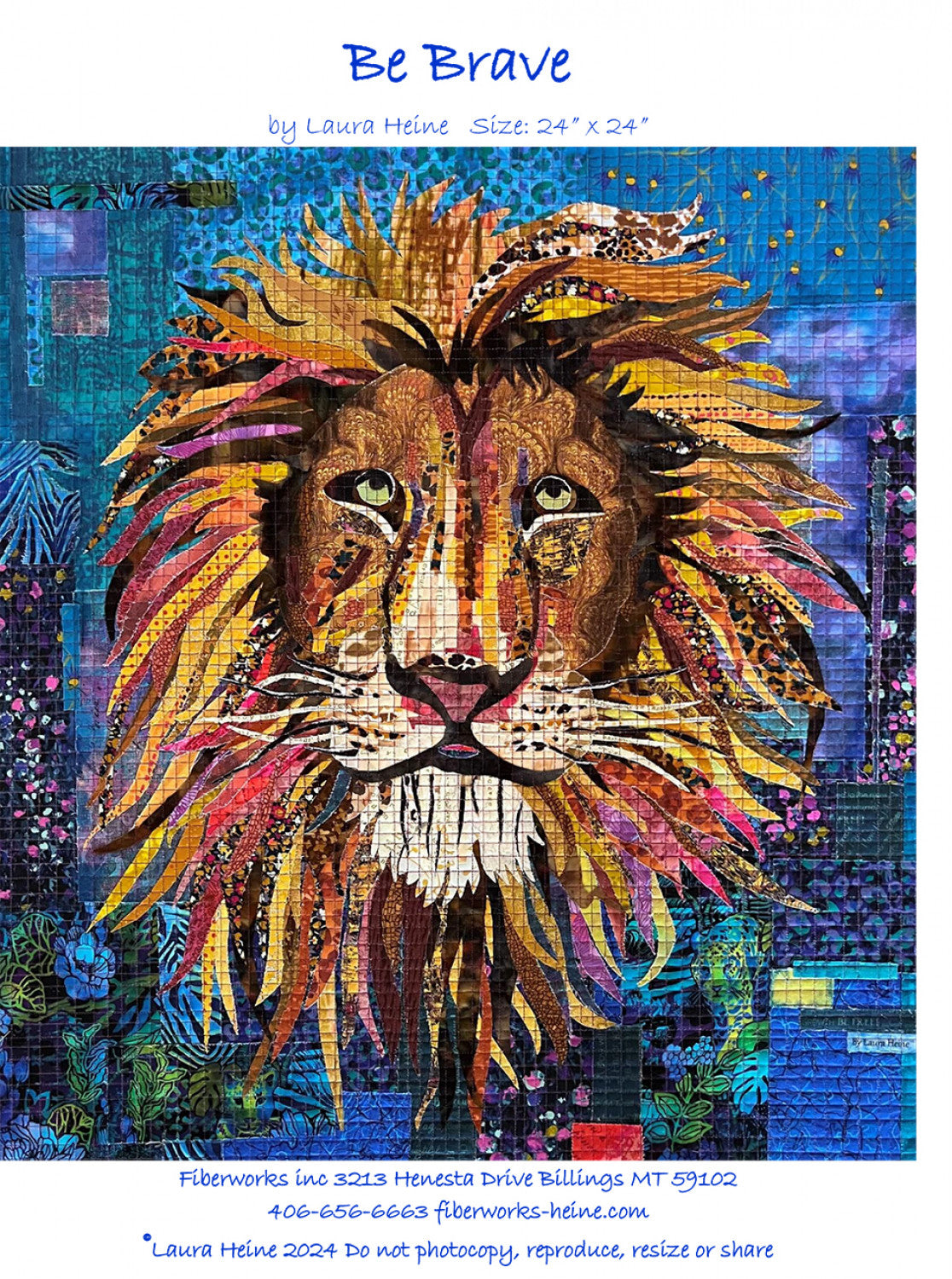 LAURA HEINE - Be Brave Lion Collage Pattern – Artistic Quilts with ...